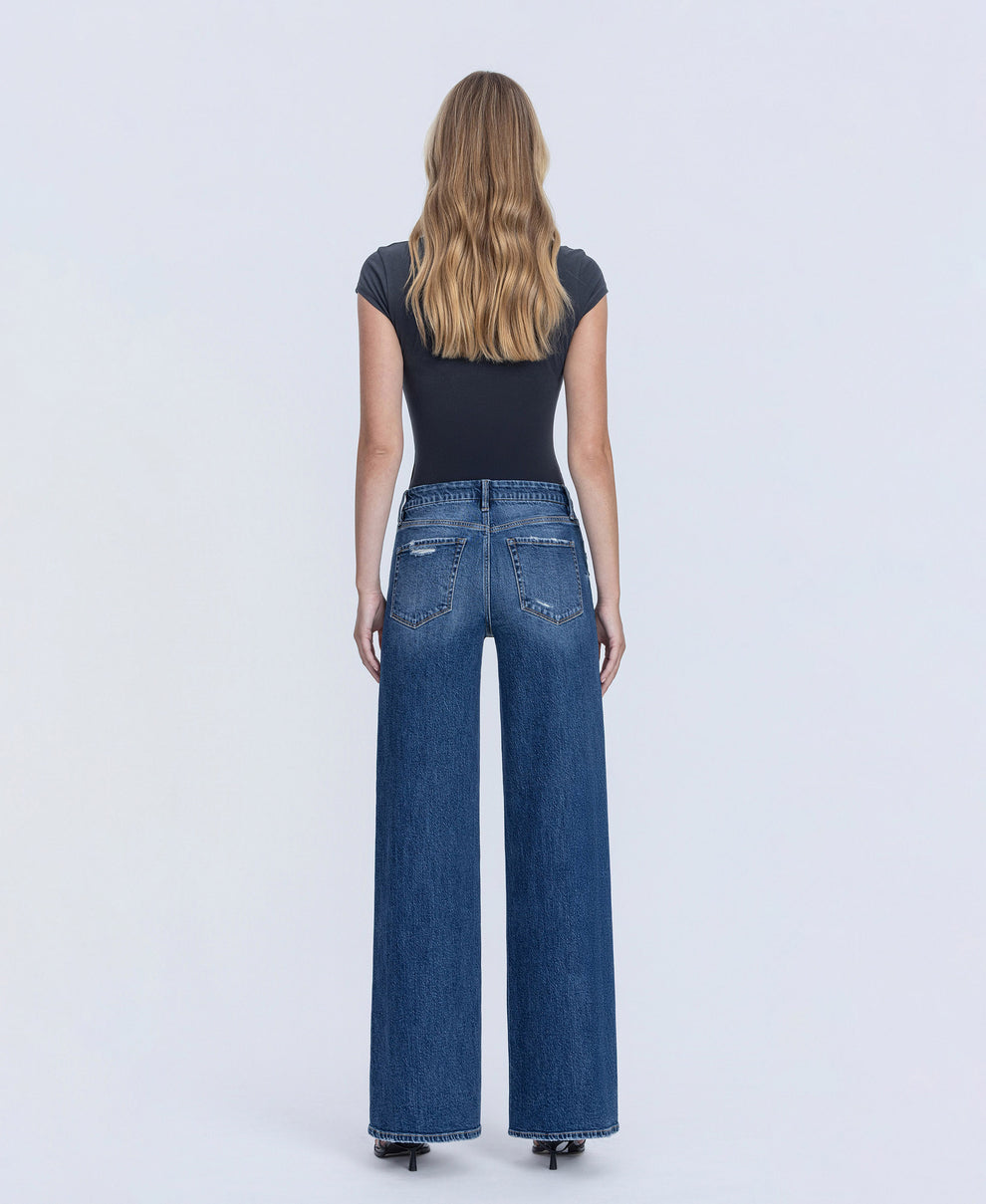 VERVET Nicest High Rise Seamless Waistband Wide Leg Jeans