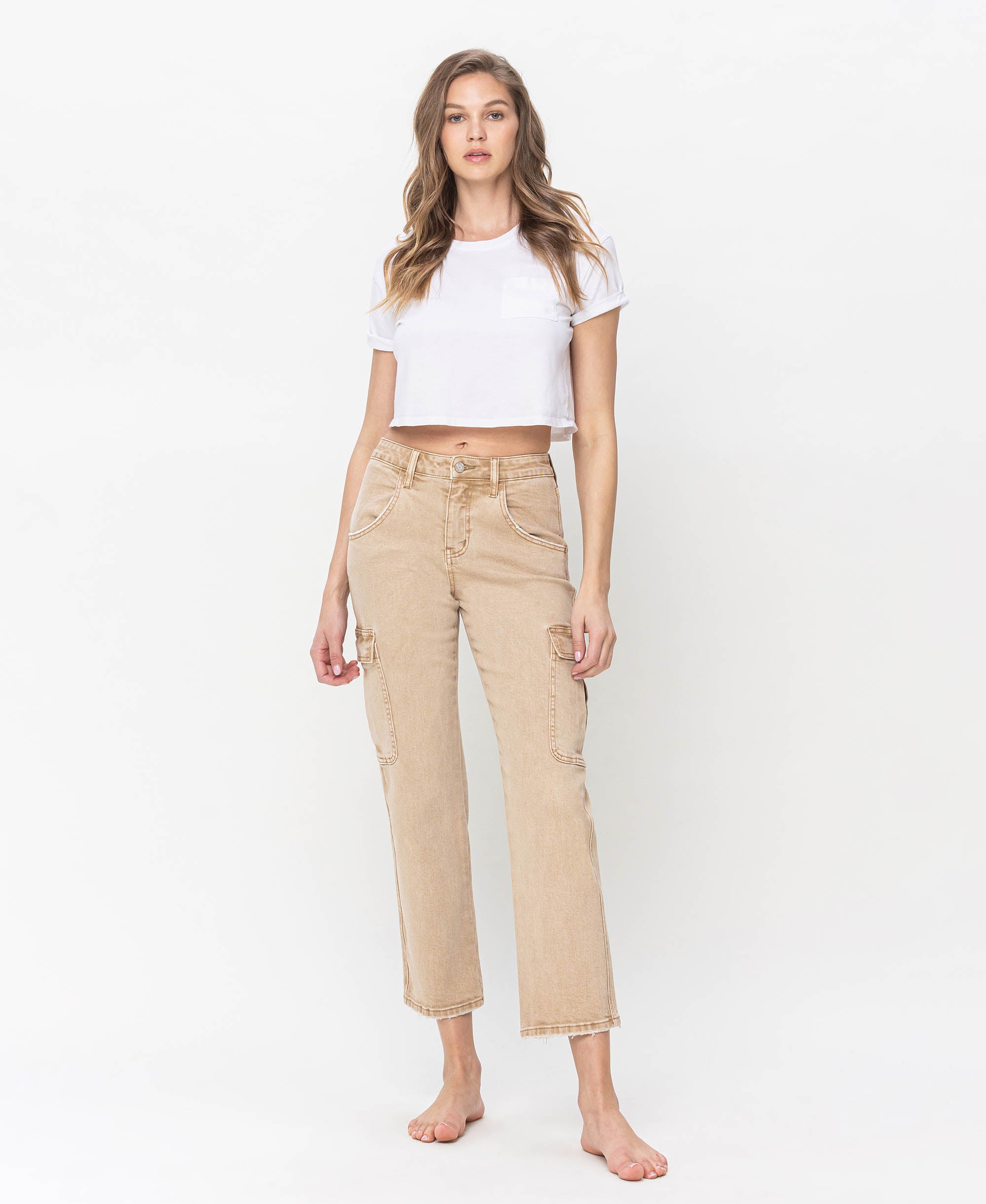 VERVET Blue Mist High Rise Relaxed Straight